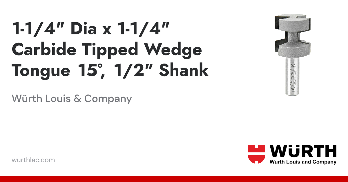 1-1/4" Dia x 1-1/4" Carbide Tipped Wedge Tongue 15°, 1/2" Shank | Würth ...
