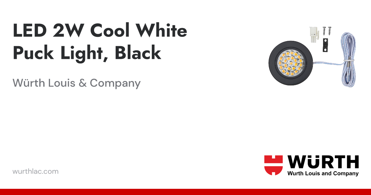 LED 2W Cool White Puck Light, Black | Würth Louis & Company