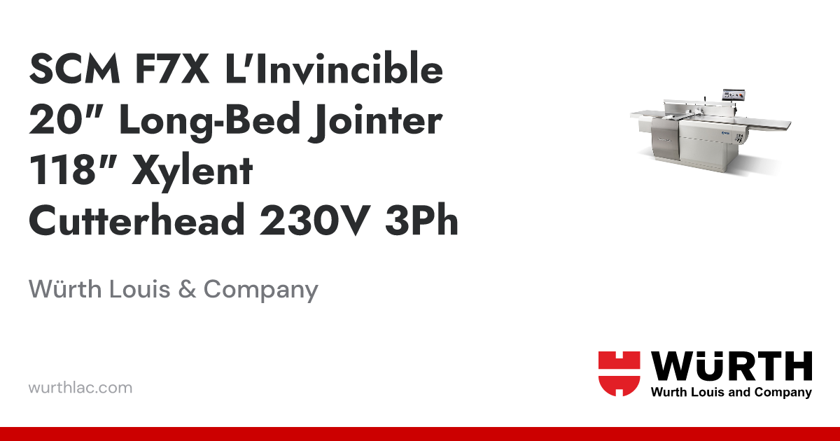 SCM F7X L'Invincible 20" Long-Bed Jointer 118" Xylent Cutterhead 230V 3Ph | Würth Louis & Company