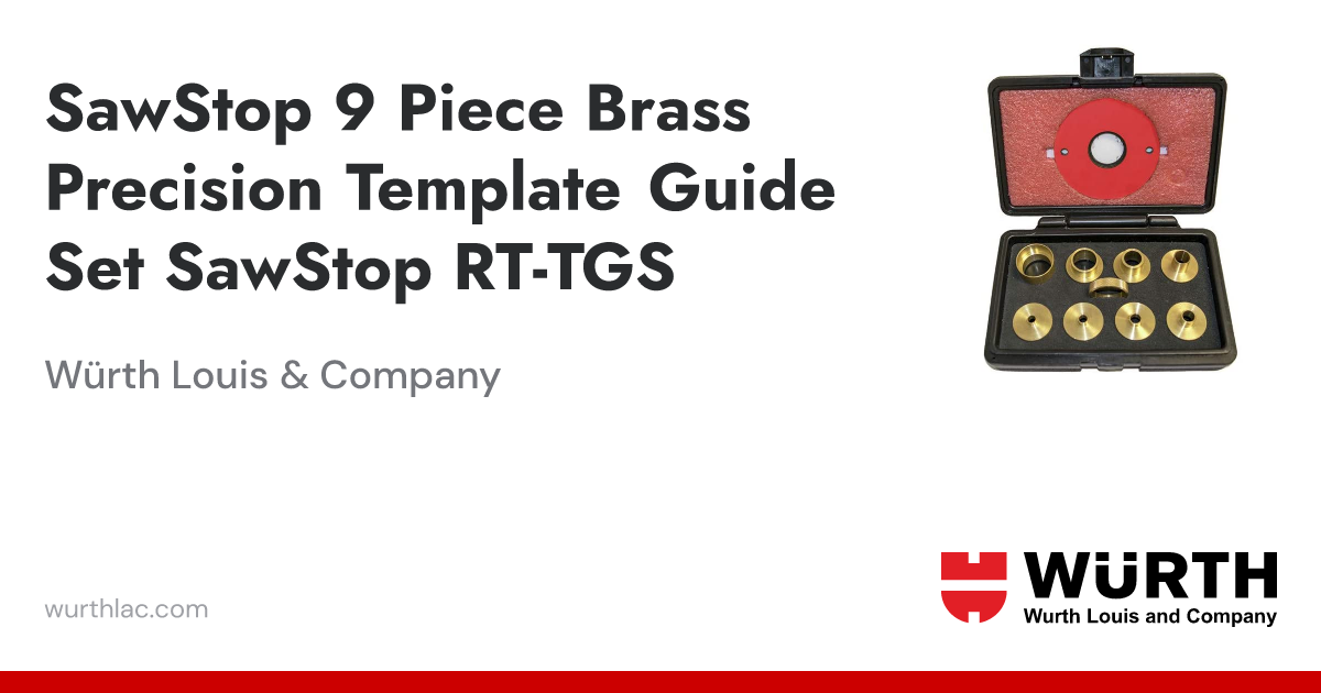 SawStop 9 Piece Brass Precision Template Guide Set SawStop RT-TGS ...
