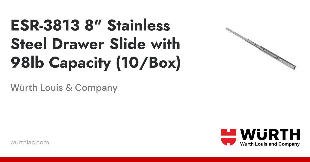 ESR-3813 8" Stainless Steel Drawer Slide with 98lb Capacity (10/Box ...