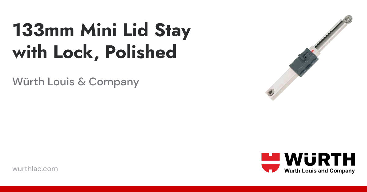 133mm Mini Lid Stay with Lock, Polished | Würth Louis & Company