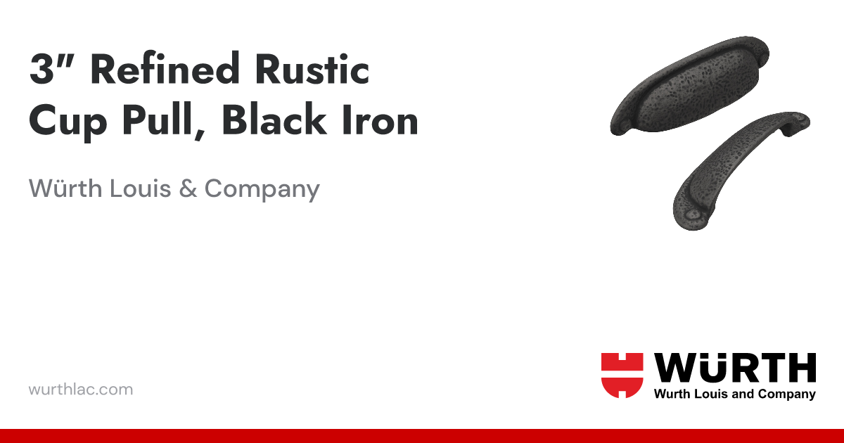 3" Refined Rustic Cup Pull, Black Iron | Würth Louis & Company