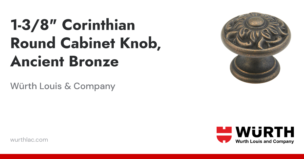 1-3/8" Corinthian Round Cabinet Knob, Ancient Bronze | Würth Louis ...