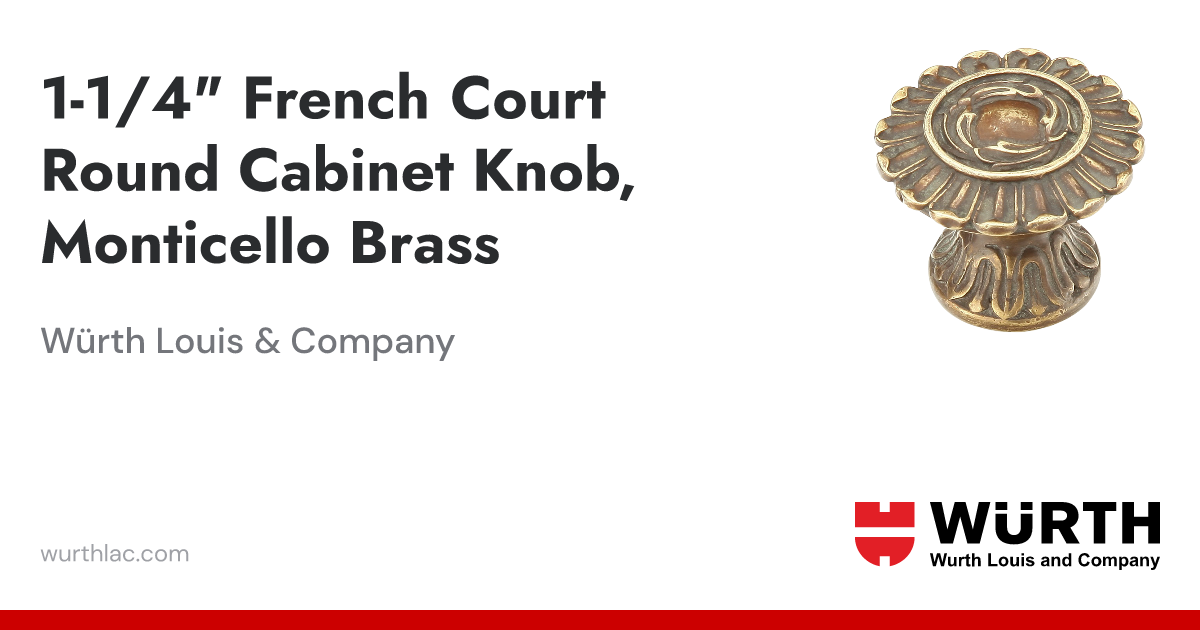 1-1/4" French Court Round Cabinet Knob, Monticello Brass | Würth Louis ...