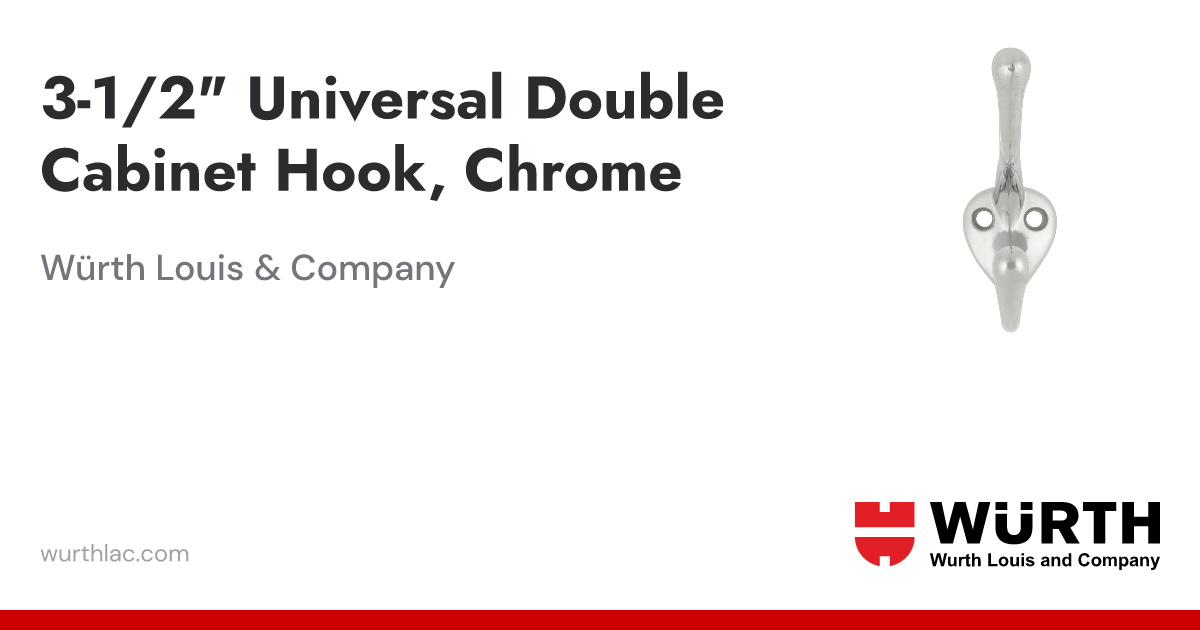 3-1/2" Universal Double Cabinet Hook, Chrome | Würth Louis & Company