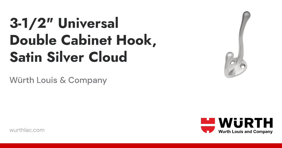 3-1/2" Universal Double Cabinet Hook, Satin Silver Cloud | Würth Louis ...