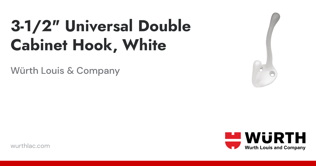 3-1/2" Universal Double Cabinet Hook, White | Würth Louis & Company