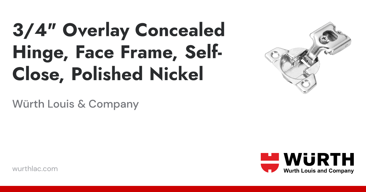 3/4" Overlay Concealed Hinge, Face Frame, Self-Close, Polished Nickel ...