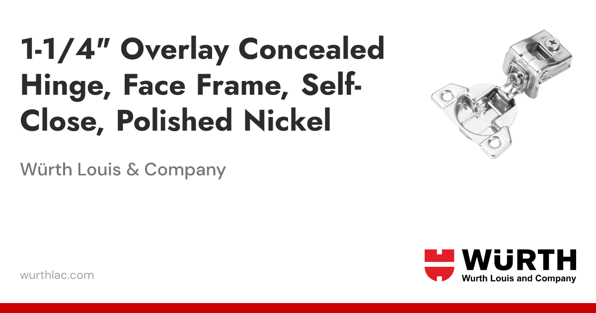 1-1/4" Overlay Concealed Hinge, Face Frame, Self-Close, Polished Nickel ...