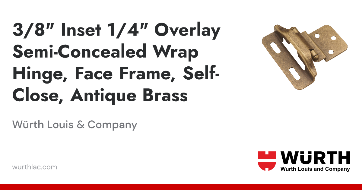 3/8" Inset 1/4" Overlay Semi-Concealed Wrap Hinge, Face Frame, Self ...