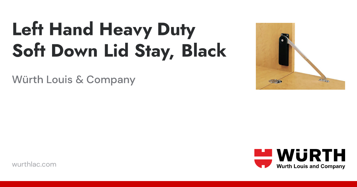 Left Hand Heavy Duty Soft Down Lid Stay, Black | Würth Louis & Company
