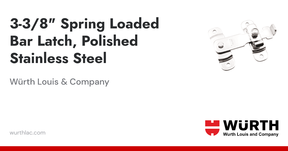 3-3/8" Spring Loaded Bar Latch, Polished Stainless Steel | Würth Louis ...