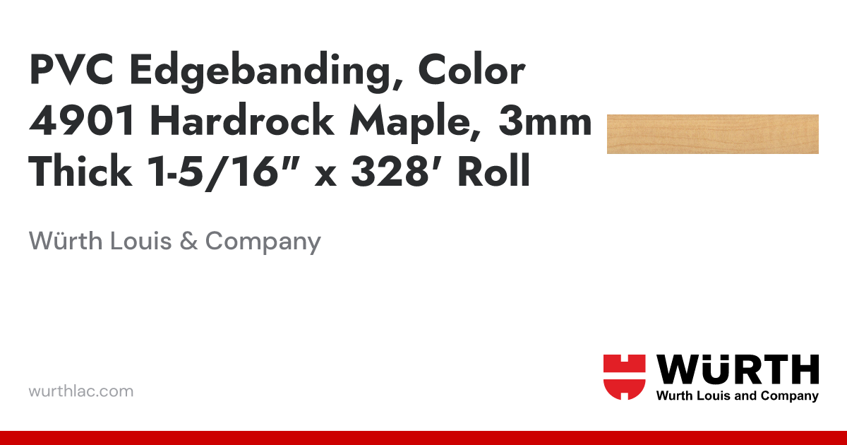 PVC Edgebanding, Color 4901 Hardrock Maple, 3mm Thick 1-5/16" x 328 ...