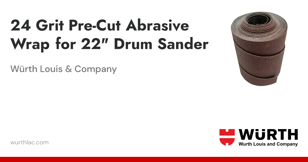 24 Grit Pre-Cut Abrasive Wrap for 22" Drum Sander | Würth Louis & Company