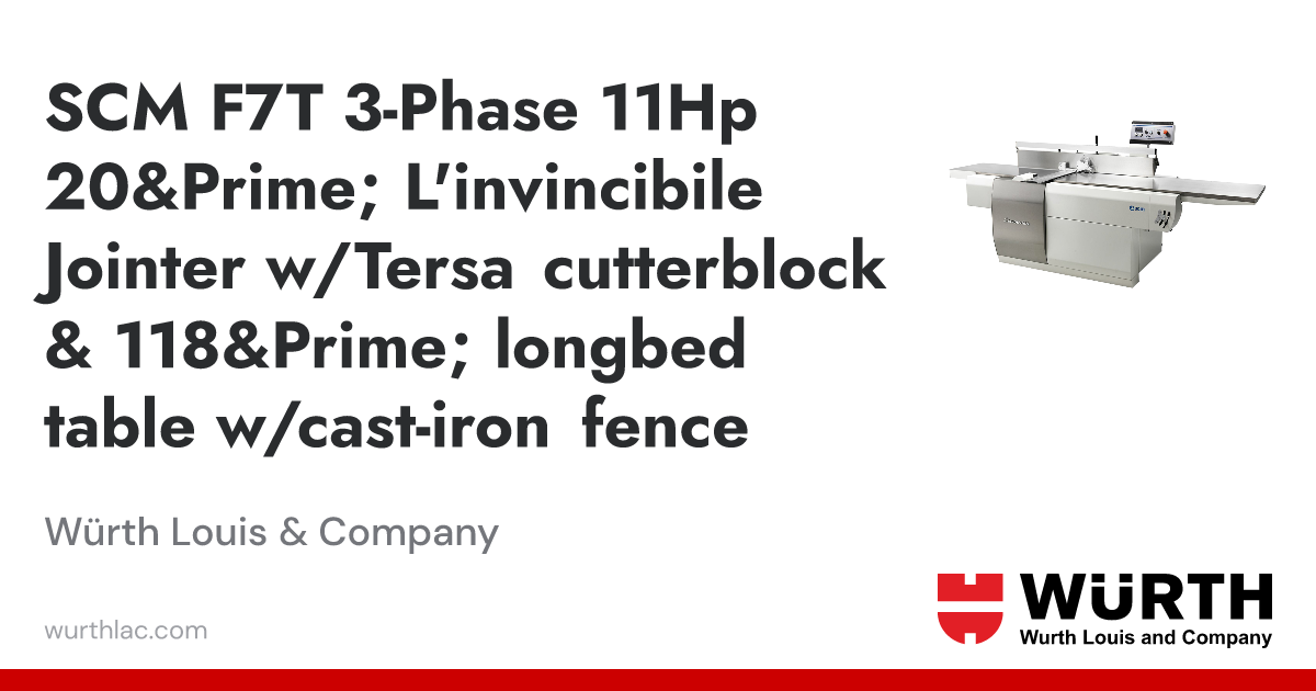 SCM F7T 3-Phase 11Hp 20″ L'invincibile Jointer w/Tersa cutterblock ...
