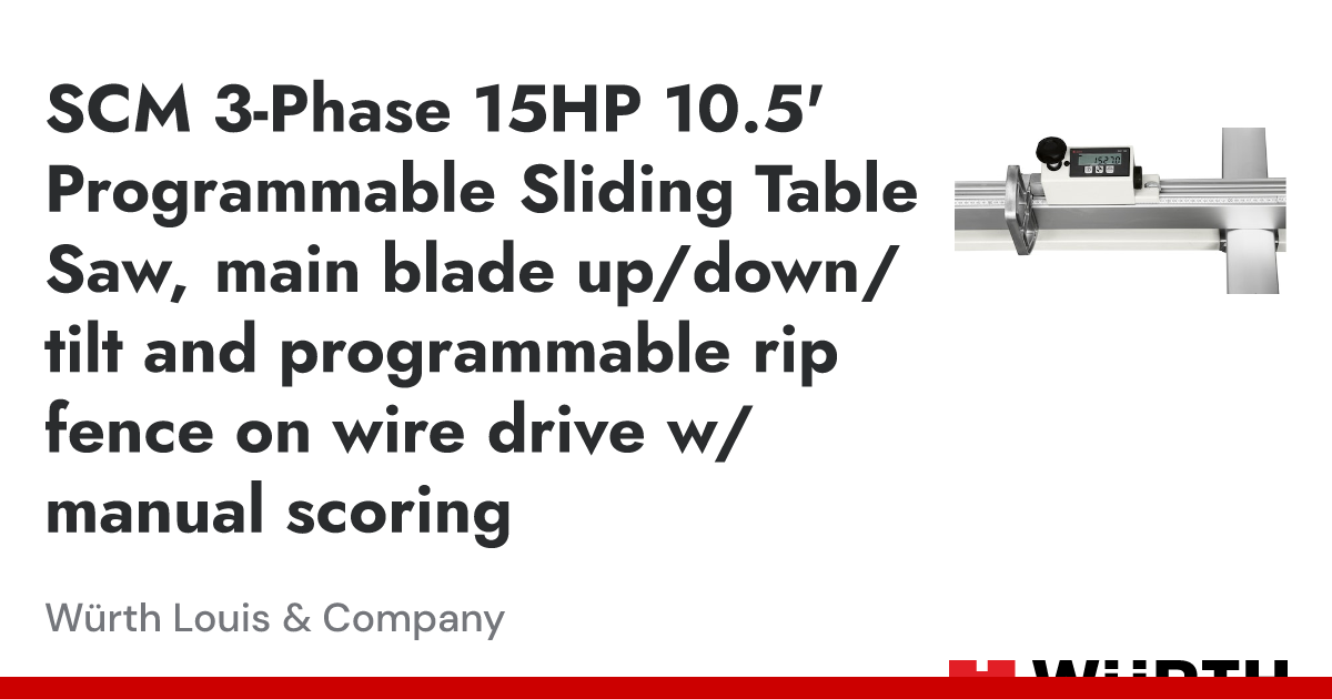 SCM 3-Phase 15HP 10.5' Programmable Sliding Table Saw, main blade up ...
