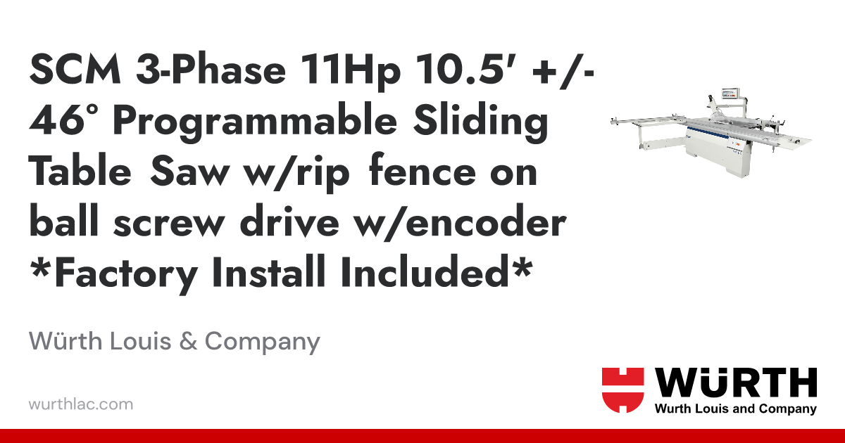 SCM 3-Phase 11Hp 10.5' +/- 46° Programmable Sliding Table Saw w/rip fence on ball screw drive w ...