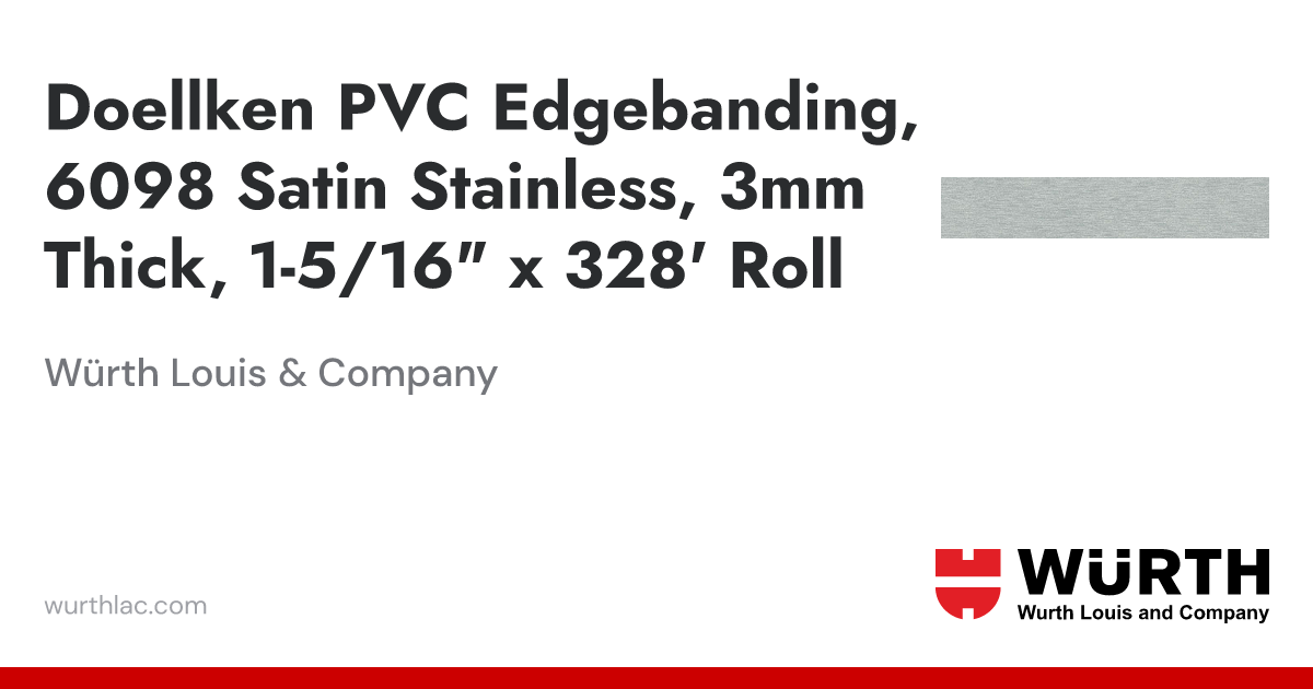 Doellken PVC Edgebanding, 6098 Satin Stainless, 3mm Thick, 1-5/16" x ...