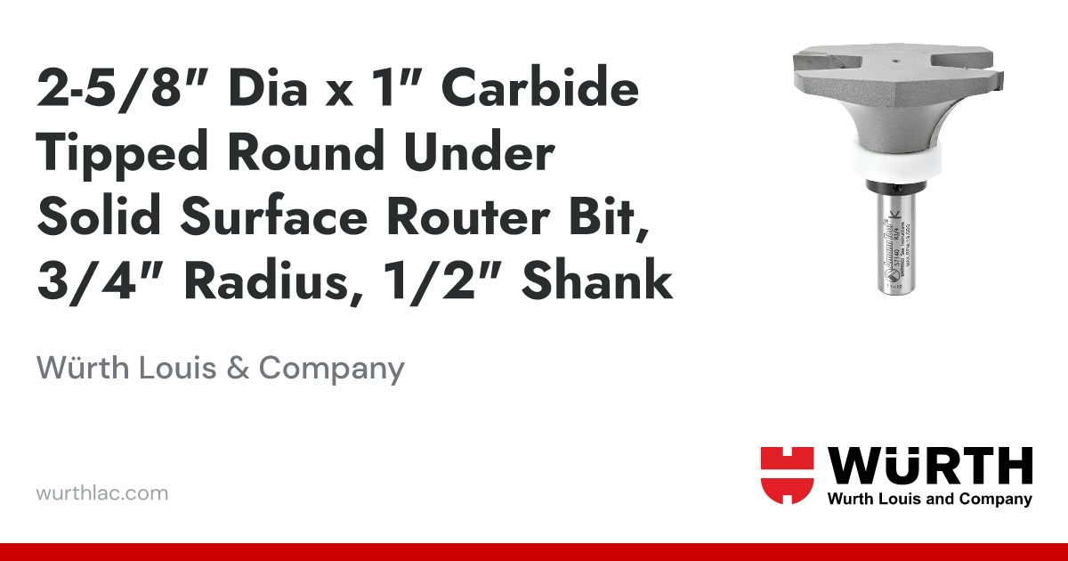 2-5/8" Dia x 1" Carbide Tipped Round Under Solid Surface Router Bit, 3/ ...