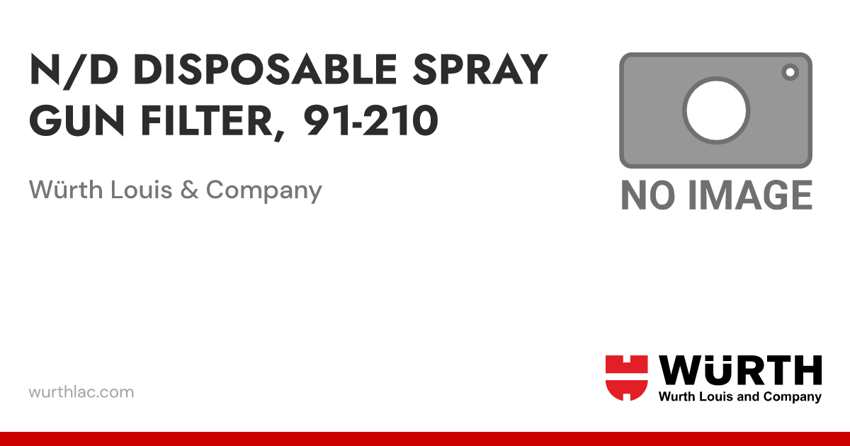 N/D DISPOSABLE SPRAY GUN FILTER, 91-210 | Würth Louis & Company