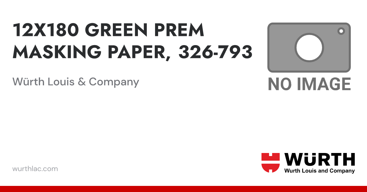 12X180 GREEN PREM MASKING PAPER, 326-793 | Würth Louis & Company