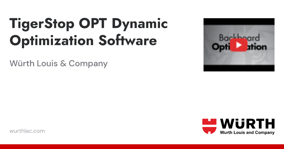 TigerStop OPT Dynamic Optimization Software | Würth Louis & Company