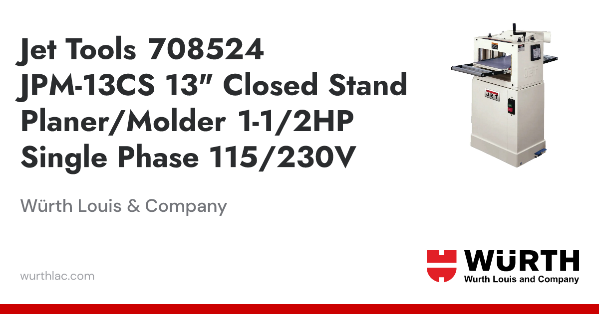 Jet Tools 708524 JPM-13CS 13" Closed Stand Planer/Molder 1-1/2HP Single ...