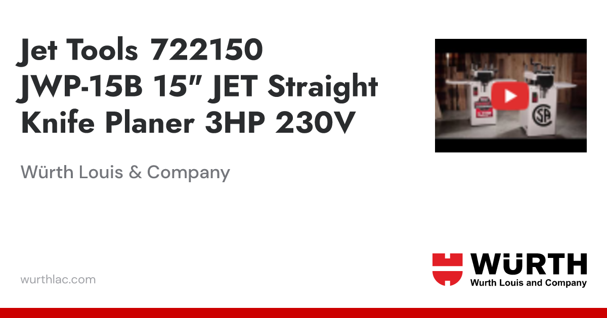 Jet Tools 722150 JWP-15B 15" JET Straight Knife Planer 3HP 230V | Würth ...