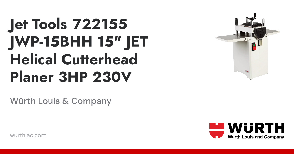 Jet Tools 722155 JWP-15BHH 15" JET Helical Cutterhead Planer 3HP 230V ...