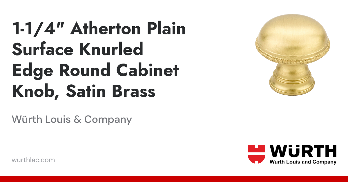 1-1/4" Atherton Plain Surface Knurled Edge Round Cabinet Knob, Satin ...