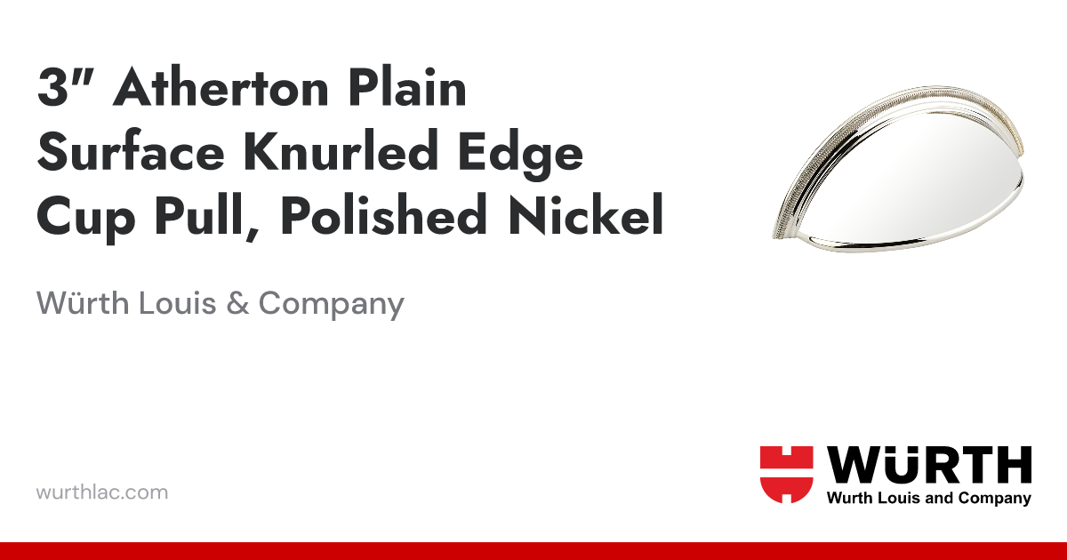 3" Atherton Plain Surface Knurled Edge Cup Pull, Polished Nickel ...
