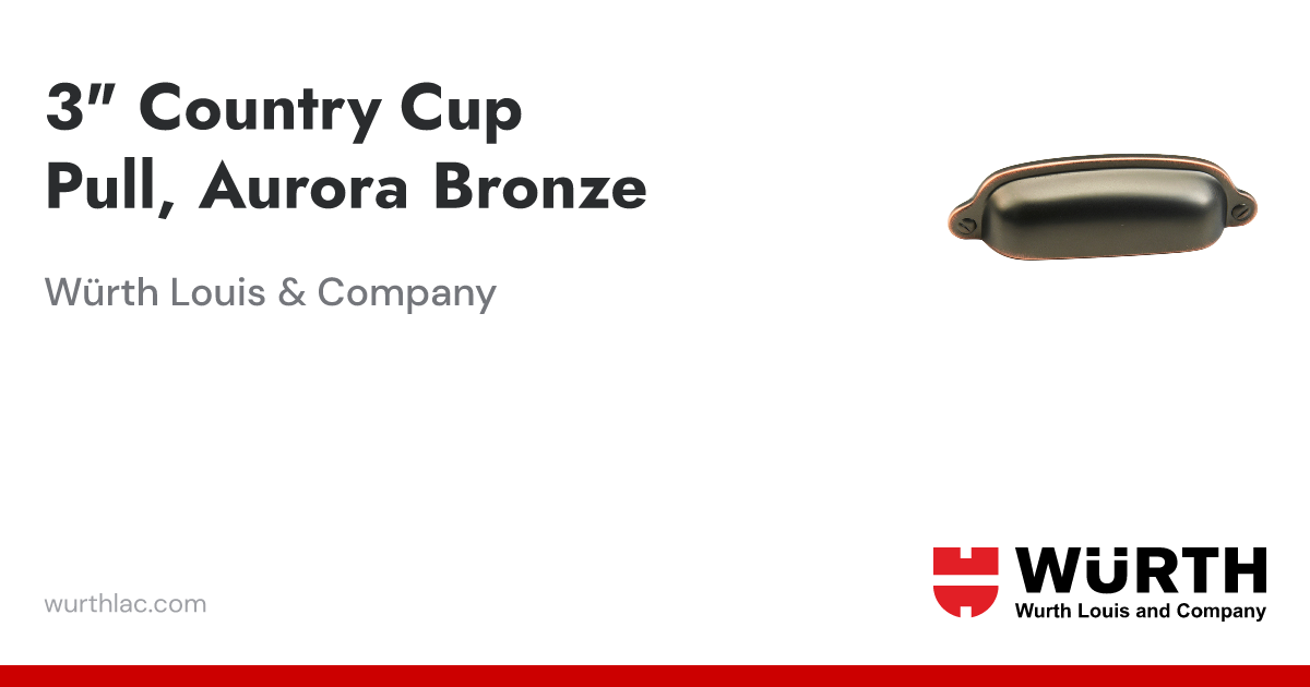 3" Country Cup Pull, Aurora Bronze | Würth Louis & Company