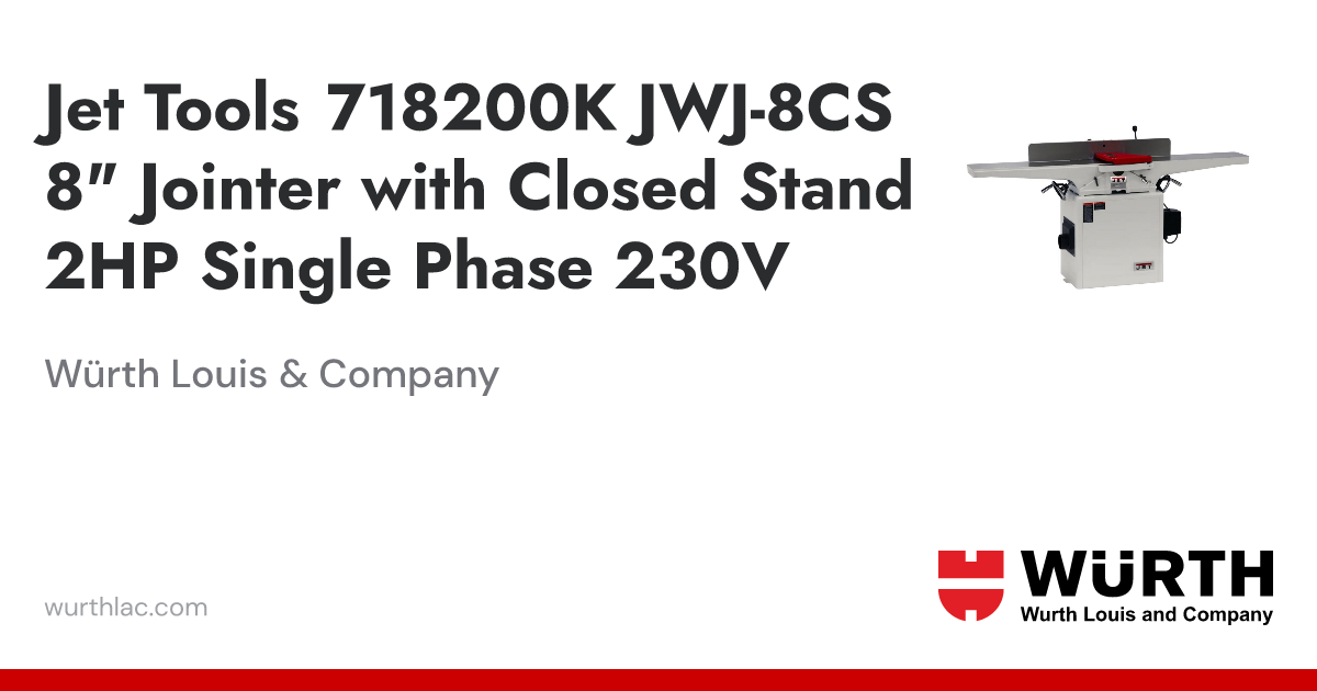 Jet Tools 718200K JWJ-8CS 8" Jointer with Closed Stand 2HP Single Phase ...