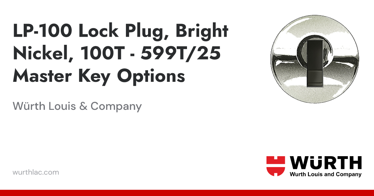 LP-100 Lock Plug, Bright Nickel, 100T - 599T/25 Master Key Options ...