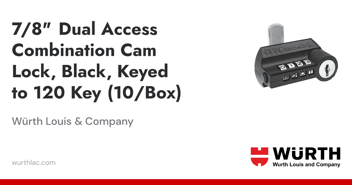 7/8" Dual Access Combination Cam Lock, Black, Keyed to 120 Key (10/Box ...