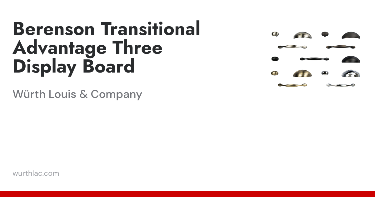 Berenson Transitional Advantage Three Display Board | Würth Louis & Company