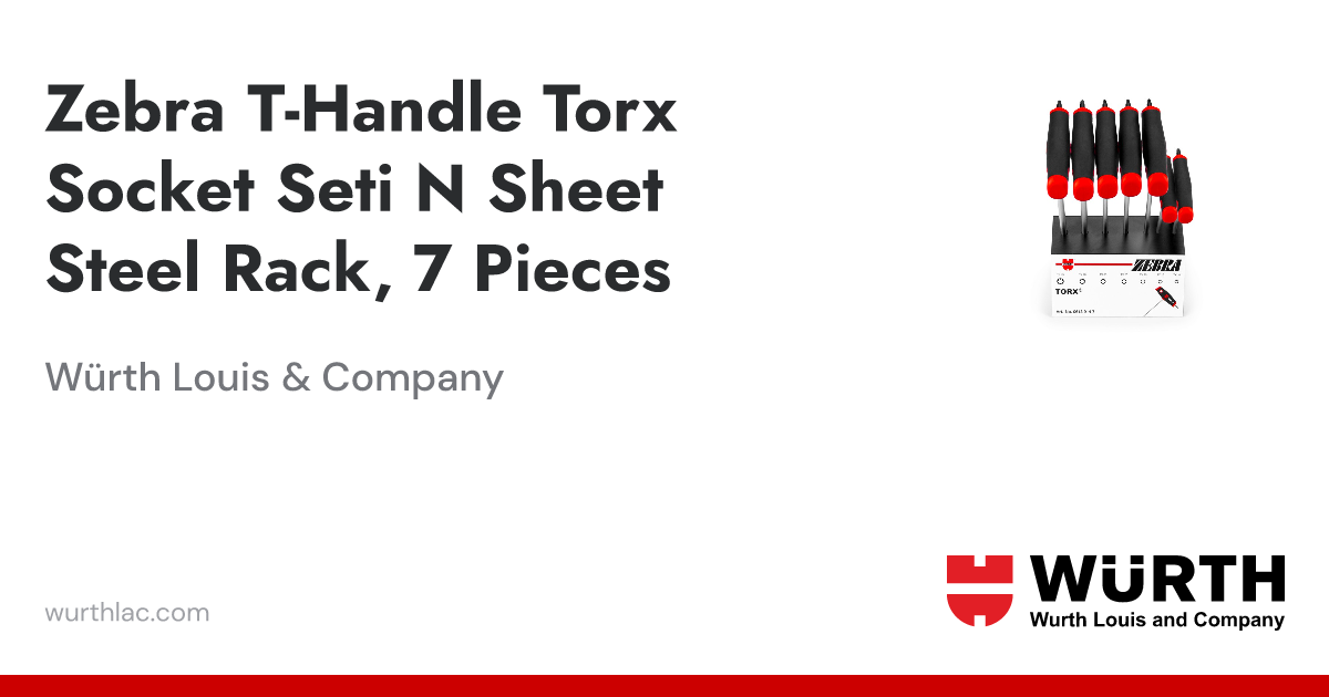 Zebra T-Handle Torx Socket Seti N Sheet Steel Rack, 7 Pieces | Wurth ...