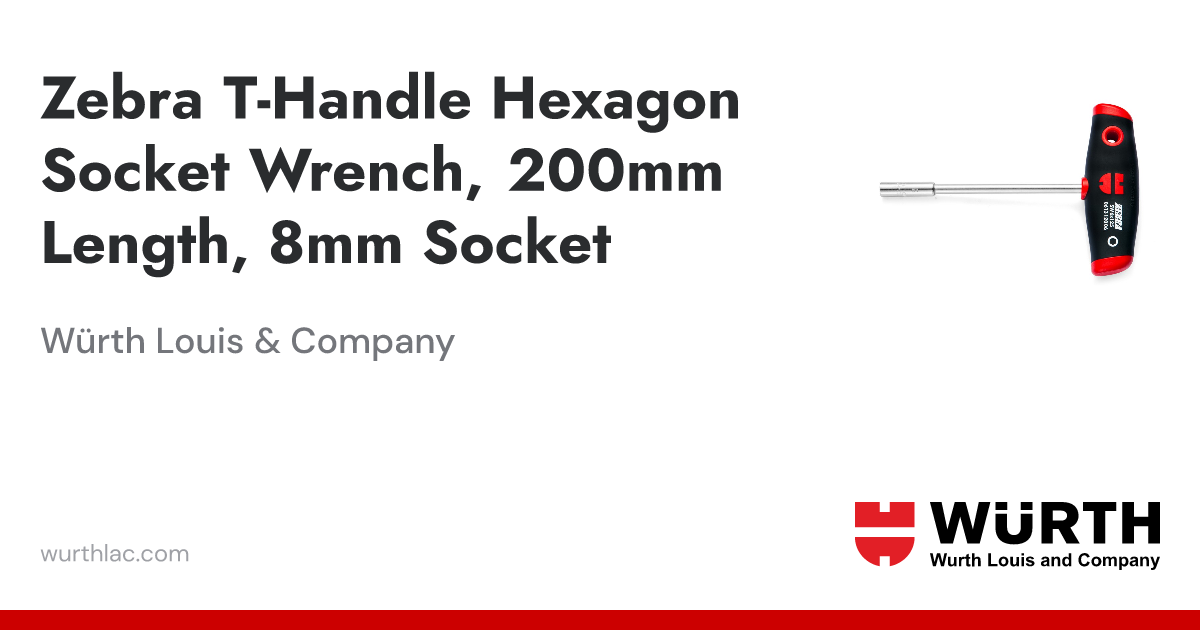 Zebra T-Handle Hexagon Socket Wrench, 200mm Length, 8mm Socket | Würth ...
