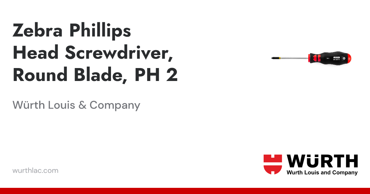 Zebra Phillips Head Screwdriver, Round Blade, PH 2 | Würth Louis & Company