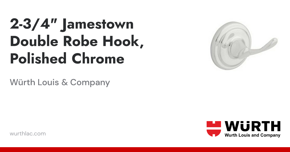 2-3/4" Jamestown Double Robe Hook, Polished Chrome | Würth Louis & Company