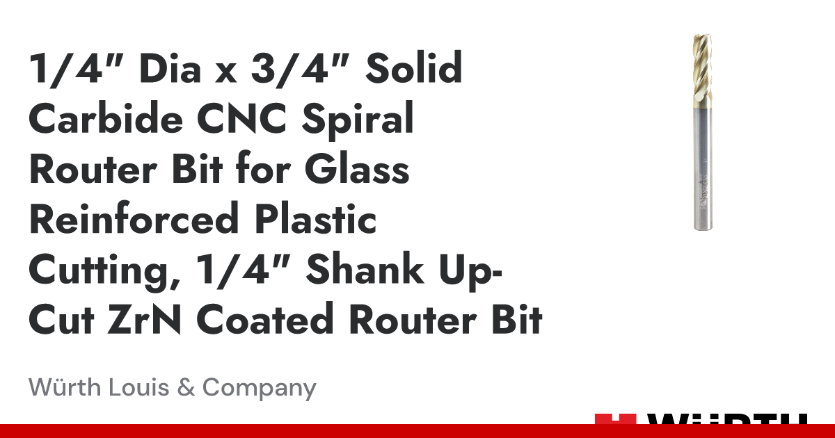1/4" Dia x 3/4" Solid Carbide CNC Spiral Router Bit for Glass ...