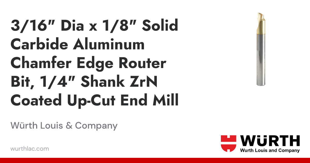 3/16" Dia x 1/8" Solid Carbide Aluminum Chamfer Edge Router Bit, 1/4 ...