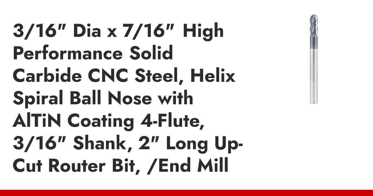 3/16" Dia x 7/16" High Performance Solid Carbide CNC Steel, Helix ...
