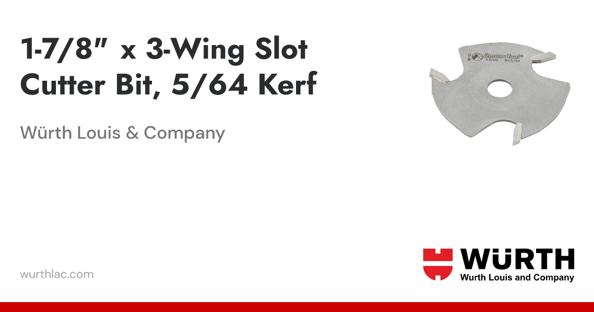1-7/8" x 3-Wing Slot Cutter Bit, 5/64 Kerf | Würth Louis & Company