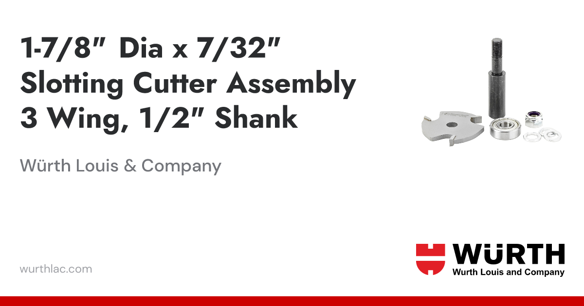 1-7/8" Dia x 7/32" Slotting Cutter Assembly 3 Wing, 1/2" Shank | Würth ...