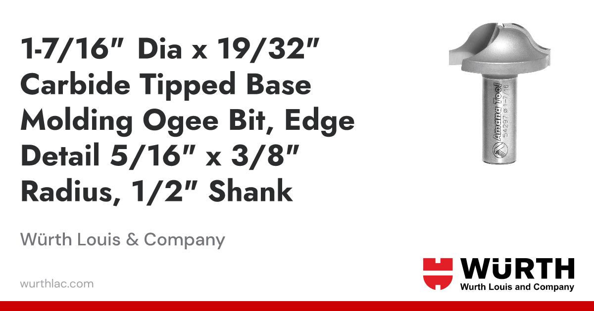 1-7/16" Dia x 19/32" Carbide Tipped Base Molding Ogee Bit, Edge Detail ...