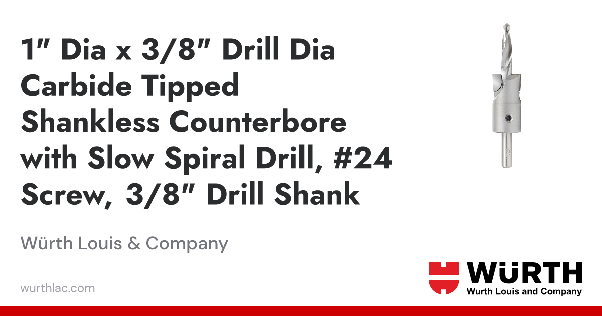 1" Dia x 3/8" Drill Dia Carbide Tipped Shankless Counterbore with Slow ...