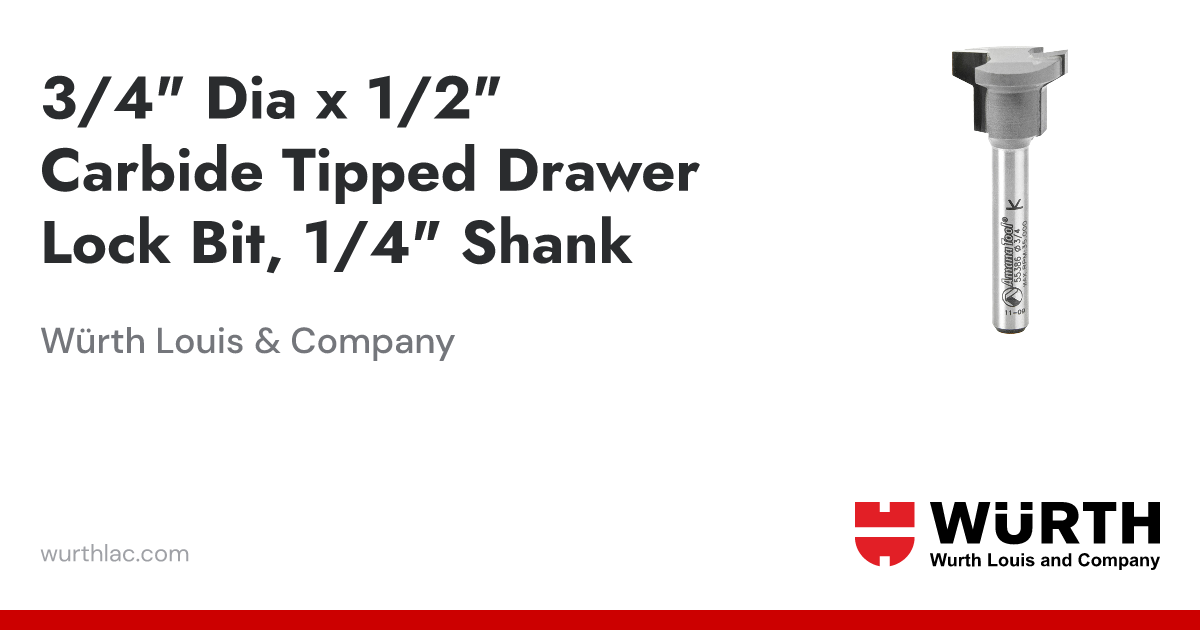 3/4" Dia x 1/2" Carbide Tipped Drawer Lock Bit, 1/4" Shank | Würth ...