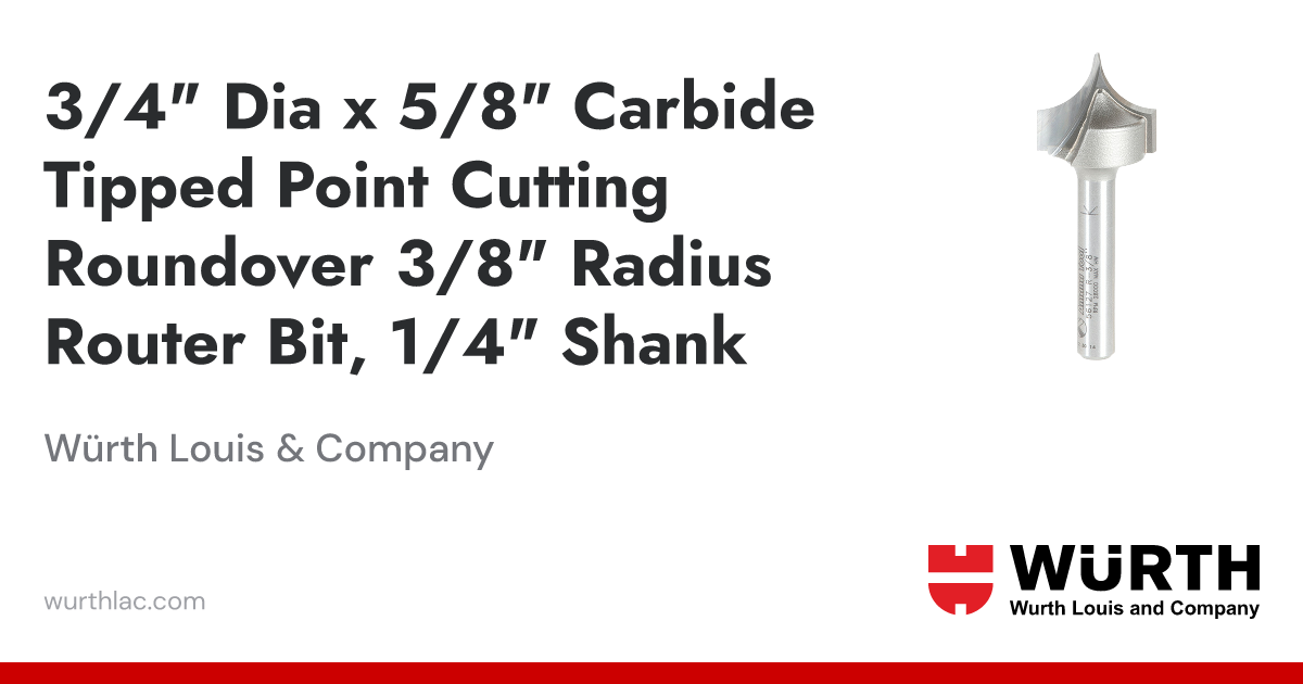 3/4" Dia x 5/8" Carbide Tipped Point Cutting Roundover 3/8" Radius ...